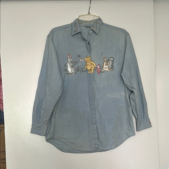 Disney | Tops | Vintage Disney Light Blue Shirt With Embroidery | Poshmark